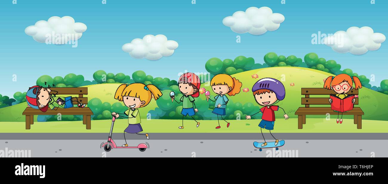 Children at the park illustration Stock Vector Image & Art - Alamy