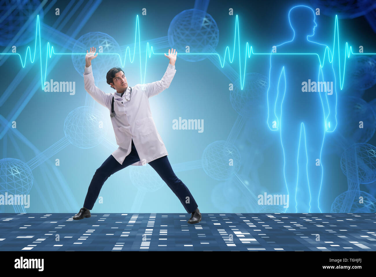 Doctor cardiologist supporting cardiogram heart line Stock Photo - Alamy