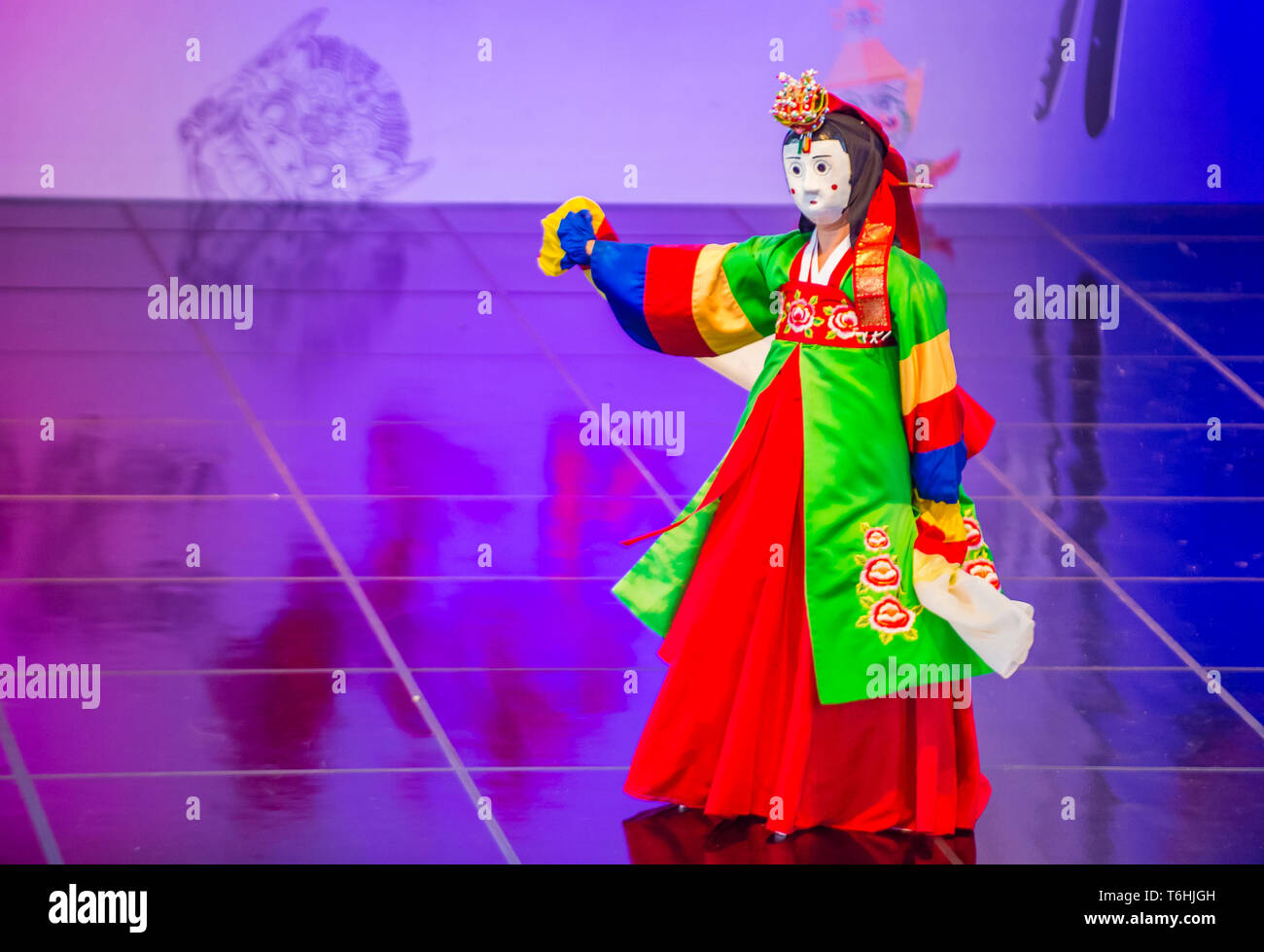 Korean folk dancer perform at the Maskdance festival in Andong South ...