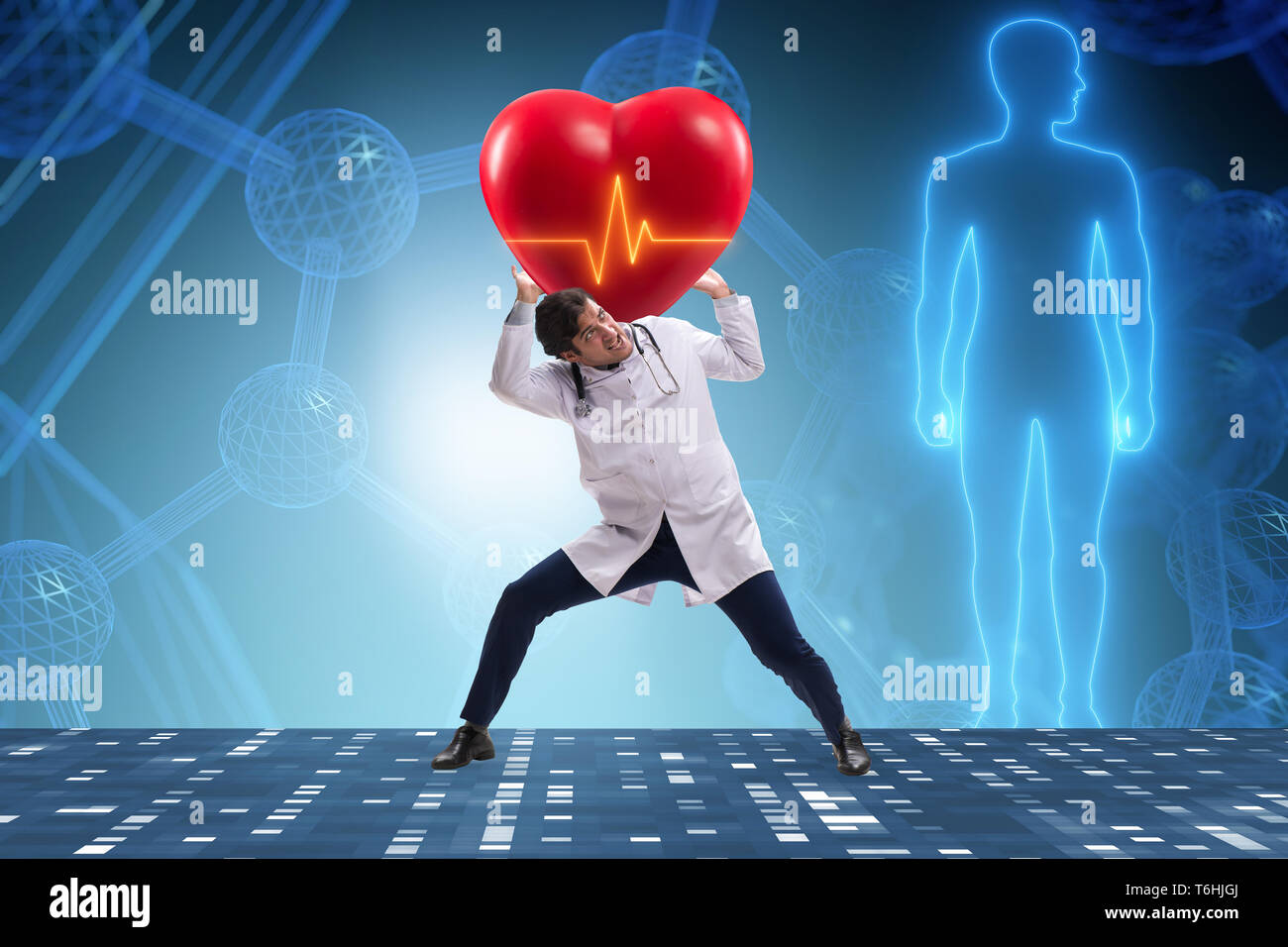 Doctor cardiologist supporting cardiogram heart line Stock Photo - Alamy