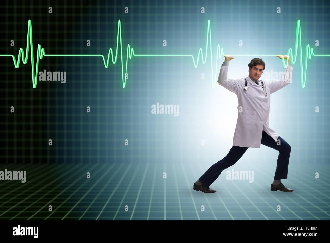 Doctor cardiologist supporting cardiogram heart line Stock Photo - Alamy