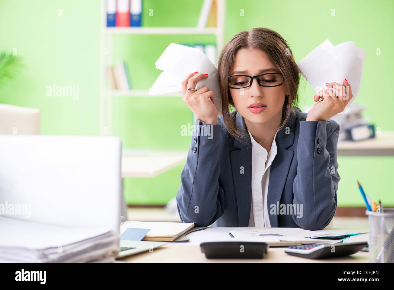 Female financial manager working in the office Stock Photo - Alamy