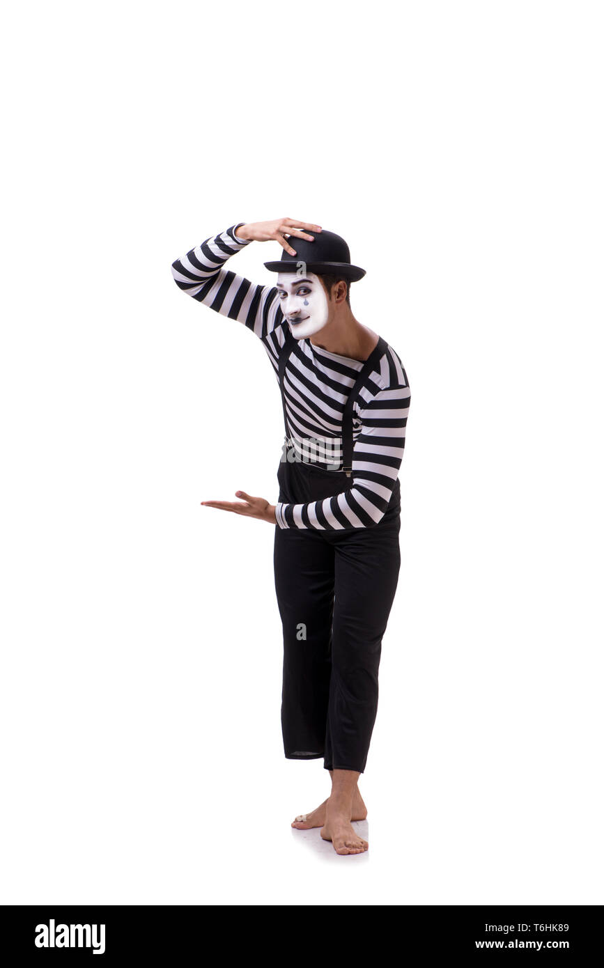 Young mime isolated on white background Stock Photo - Alamy