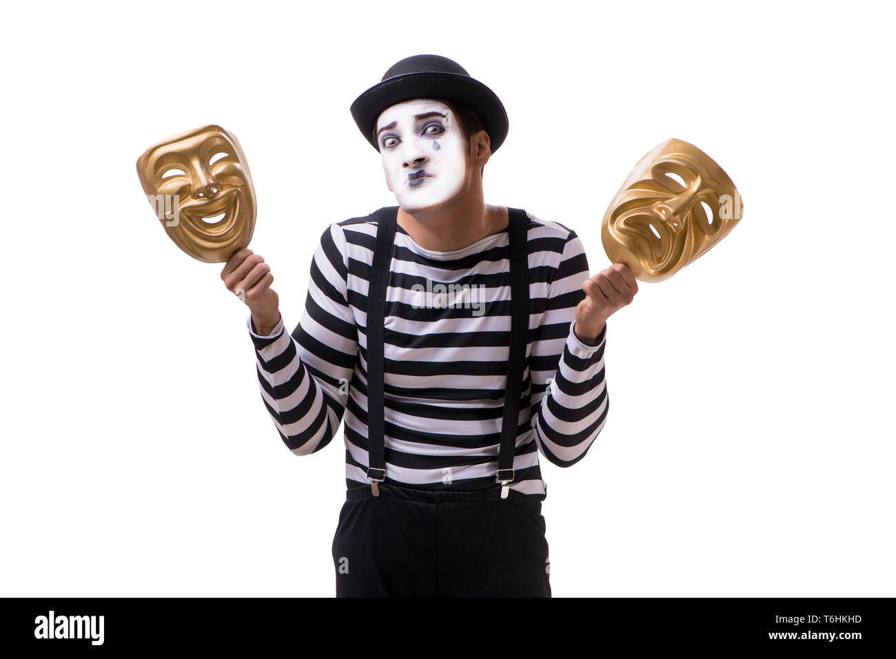 Mime with masks isolated on white background Stock Photo - Alamy