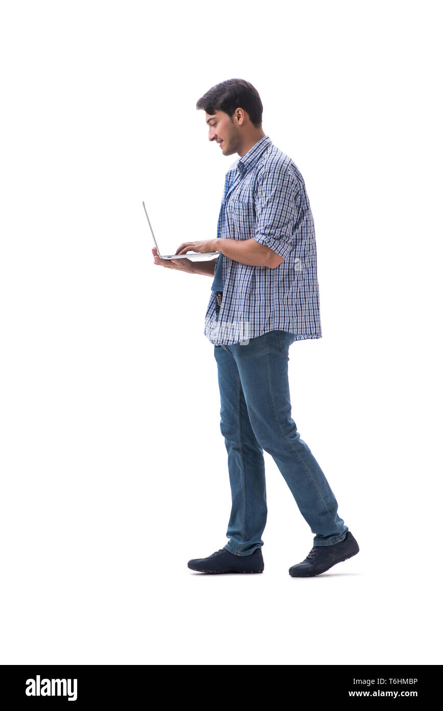 Young college man on laptop Cut Out Stock Images & Pictures - Alamy