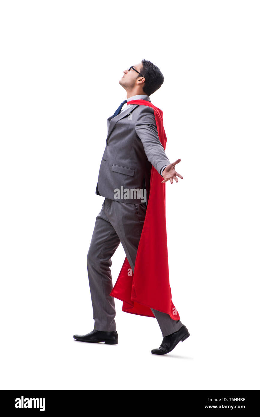 Super hero businessman isolated on white background Stock Photo - Alamy