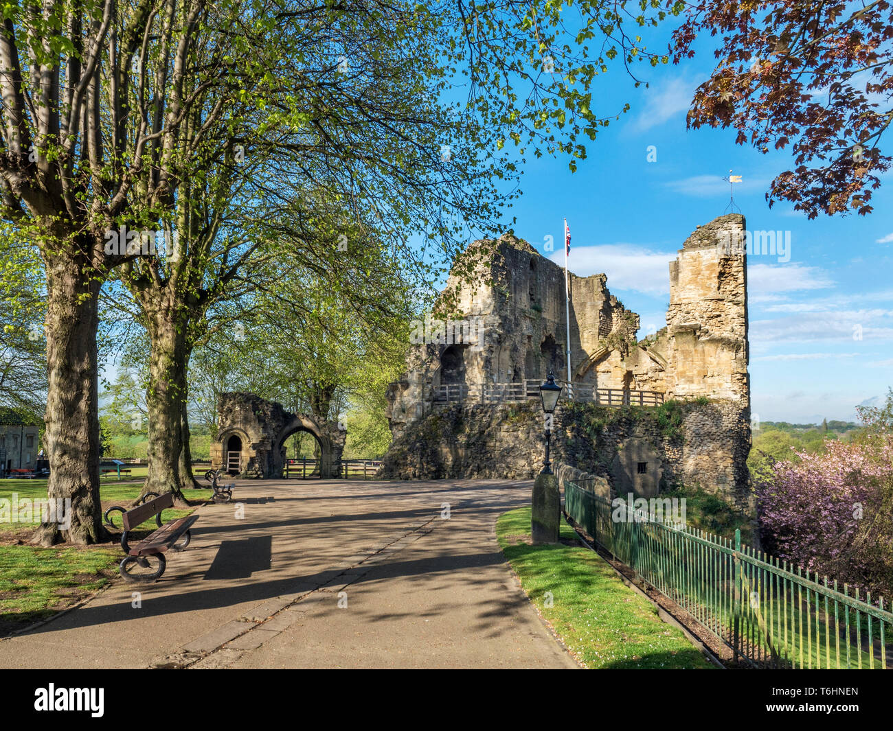Spring trees by the Kings Tower at Knaresborough Castle Knaresborough ...