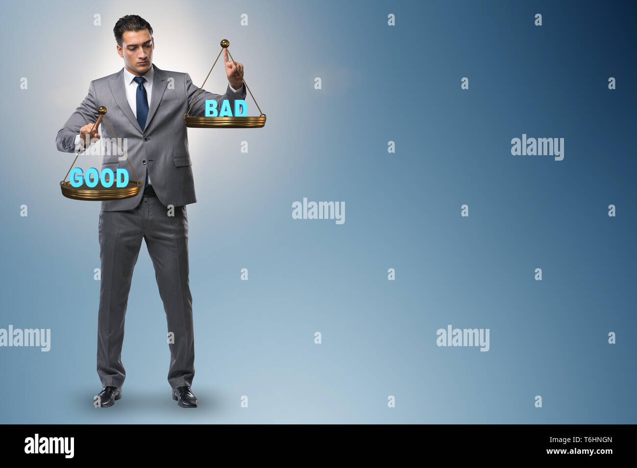 Businessman choosing between good and bad Stock Photo - Alamy