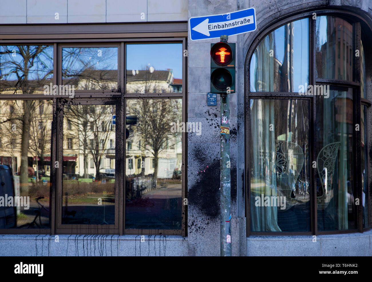 Red Ampelmann showing at a pedestrian crossing in Berlin, Germany Stock ...