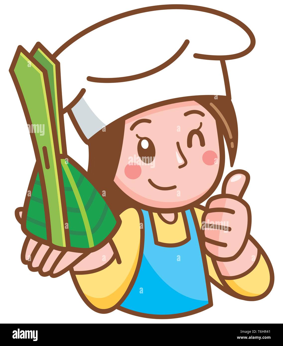 Vector illustration of Cartoon Female Chef presenting dessert Stock ...