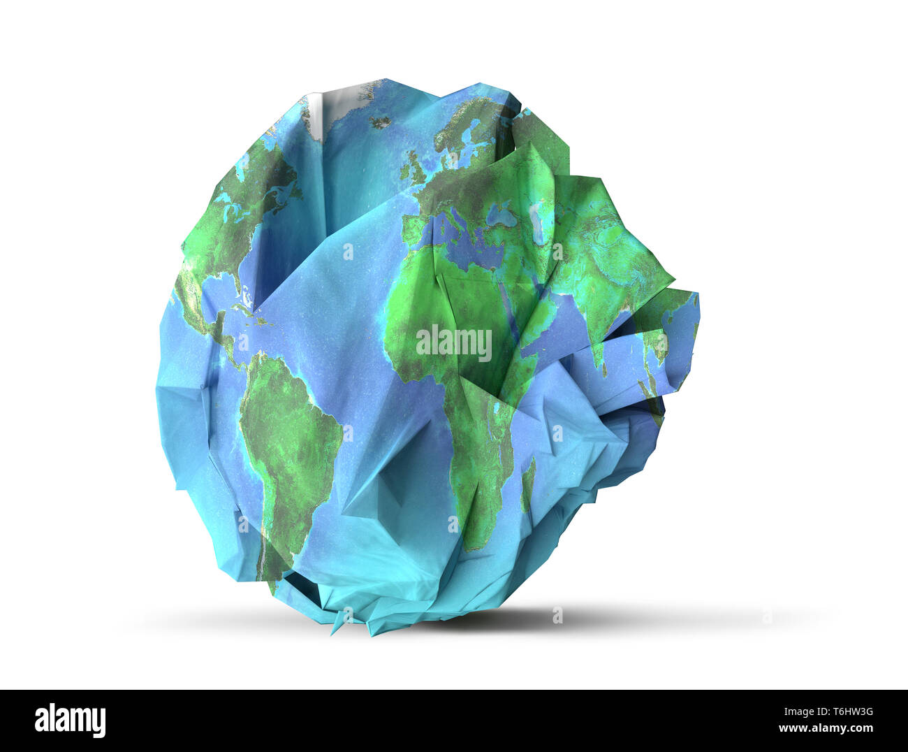 Paper earth recycle and sustainability concept 3D illustration ...