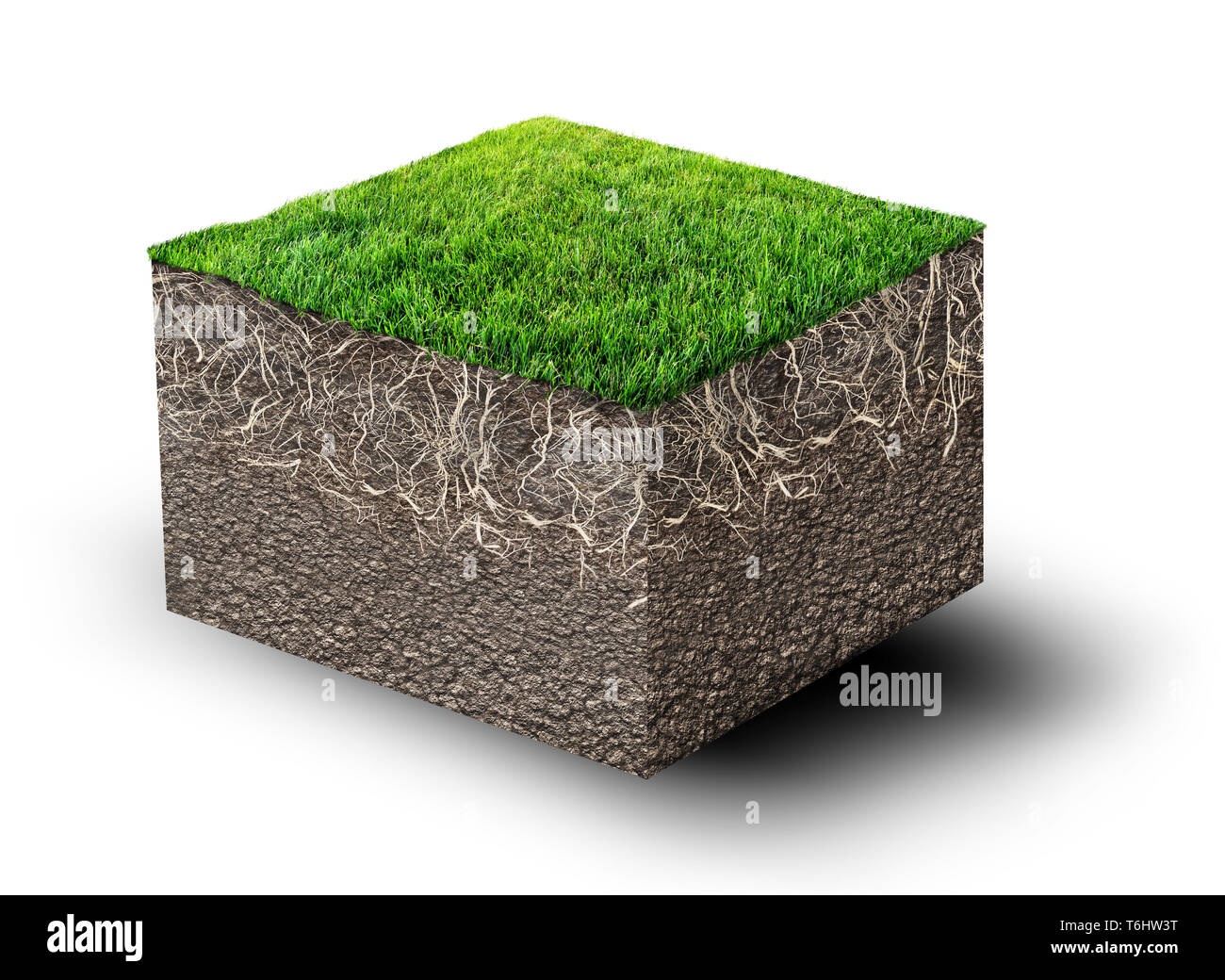 cut of soil with grass 3D illustration Stock Photo - Alamy
