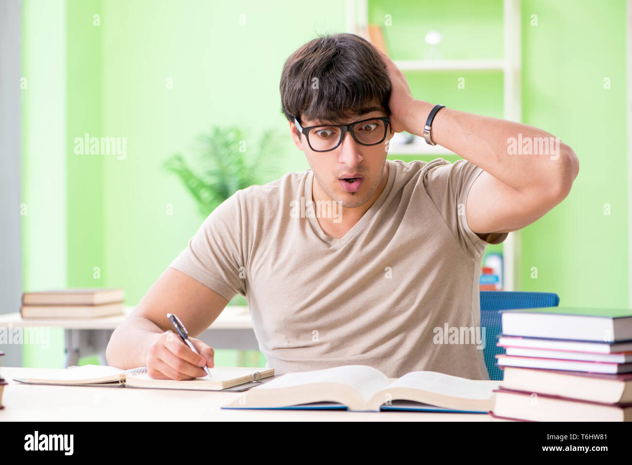 Student preparing for university exams Stock Photo - Alamy