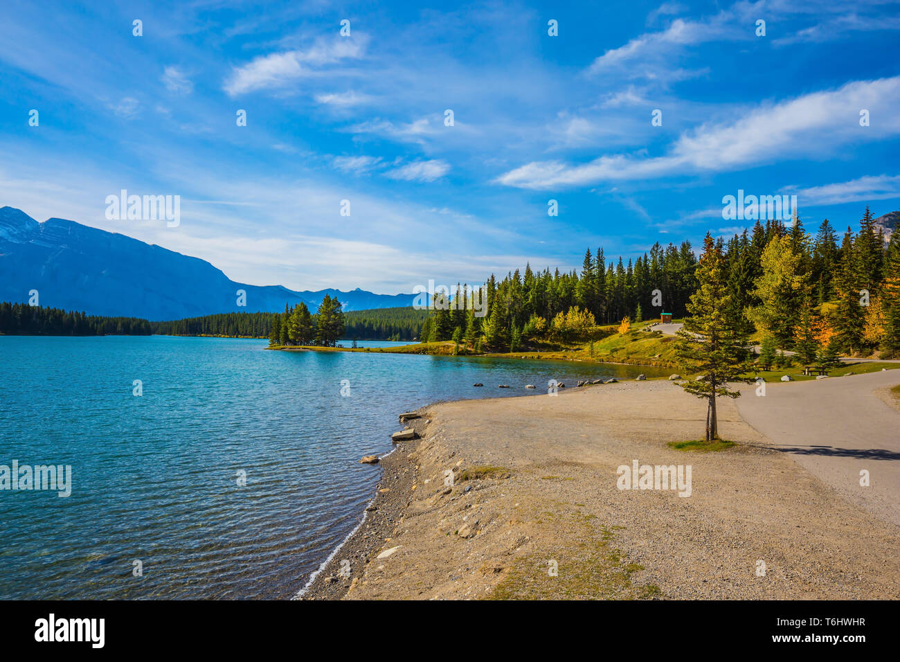 Lake Two Jack in the Rocky Mountains Stock Photo - Alamy
