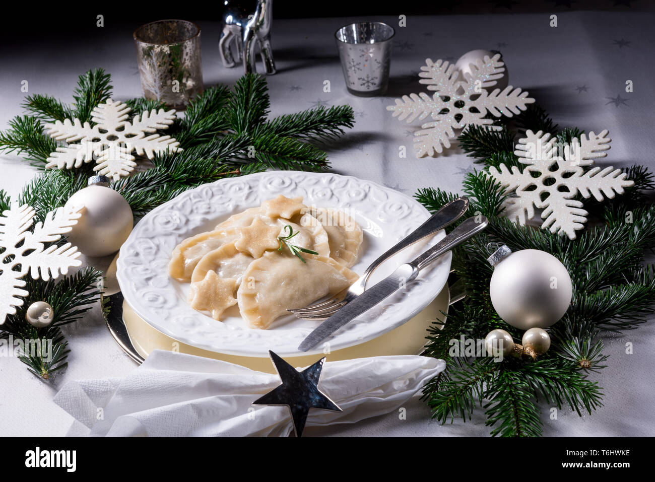 the delicious traditional stuffed polish christmas pierogies Stock ...