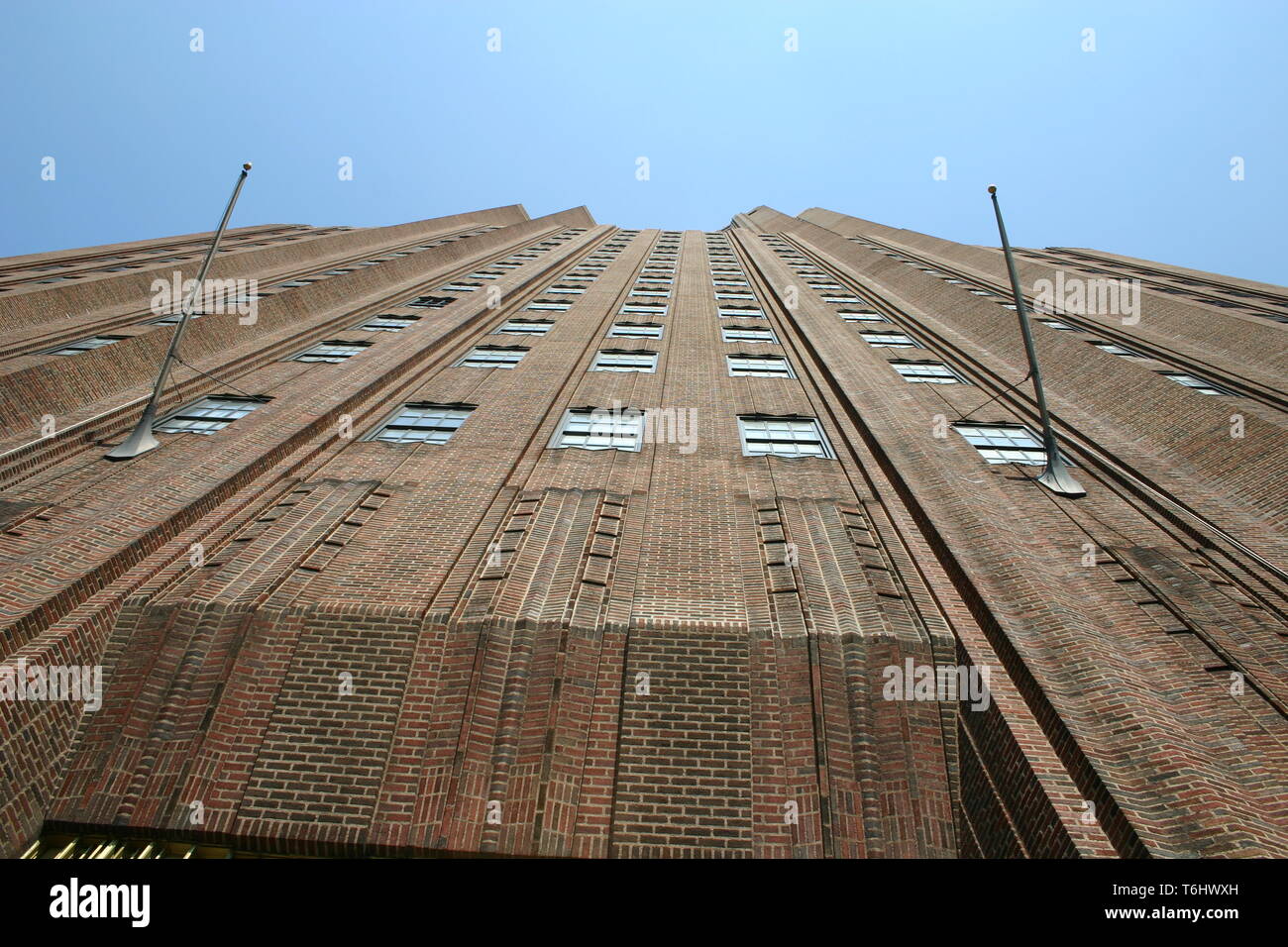 Big brick building shot downside up Stock Photo - Alamy