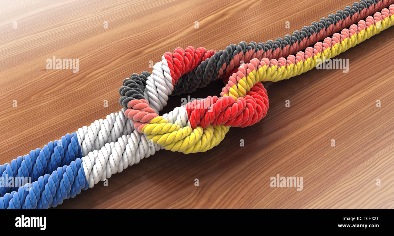 3d image of Tied knot with flags Stock Photo - Alamy