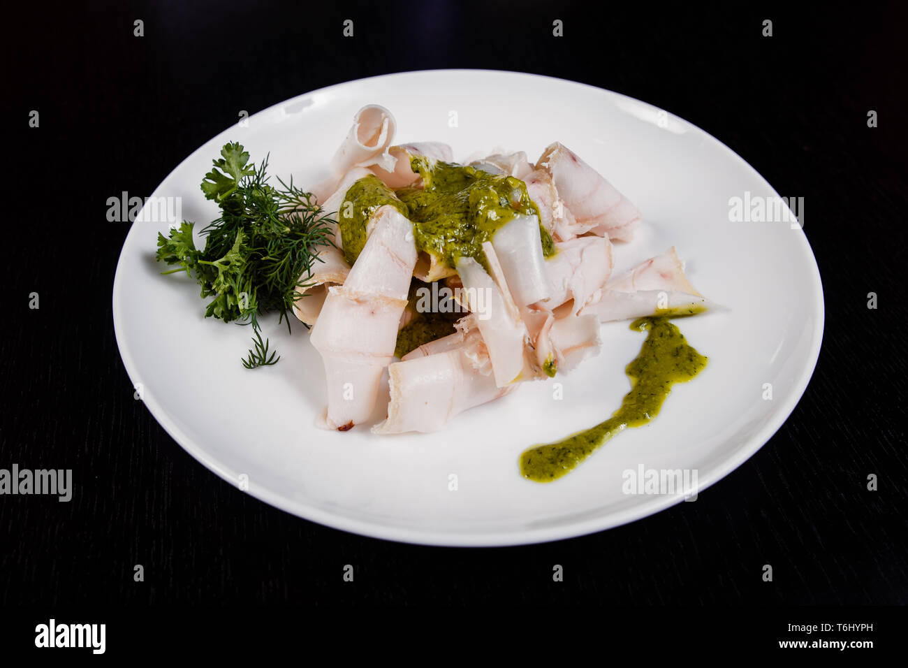 Lard. Strips of fat with copy space. Dry lard with herbs. Fat from the ...