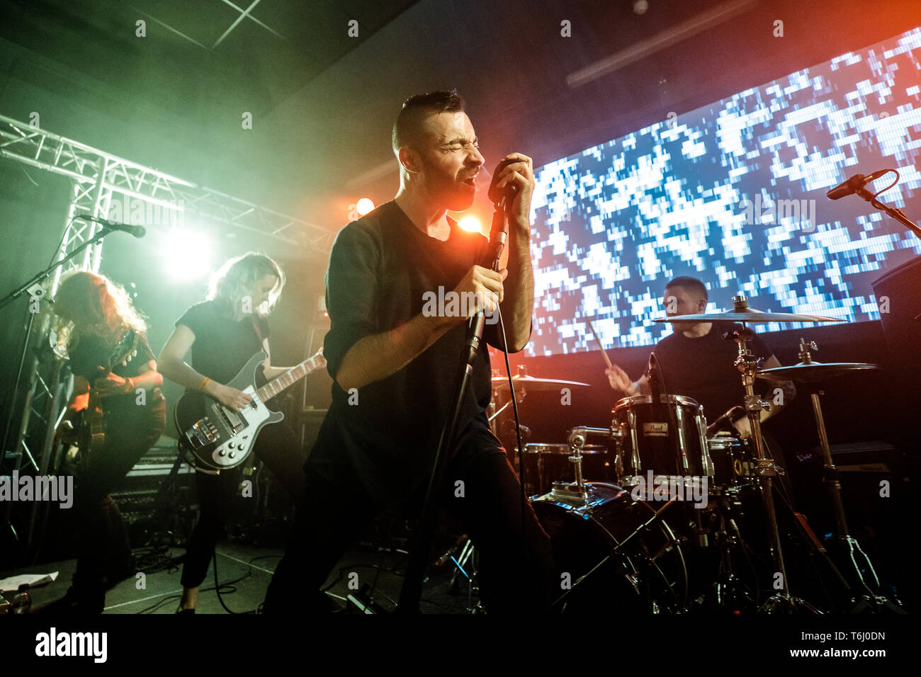 Netherlands, Tilburg - April 11, 2019. The French metal band Ovtrenoir ...