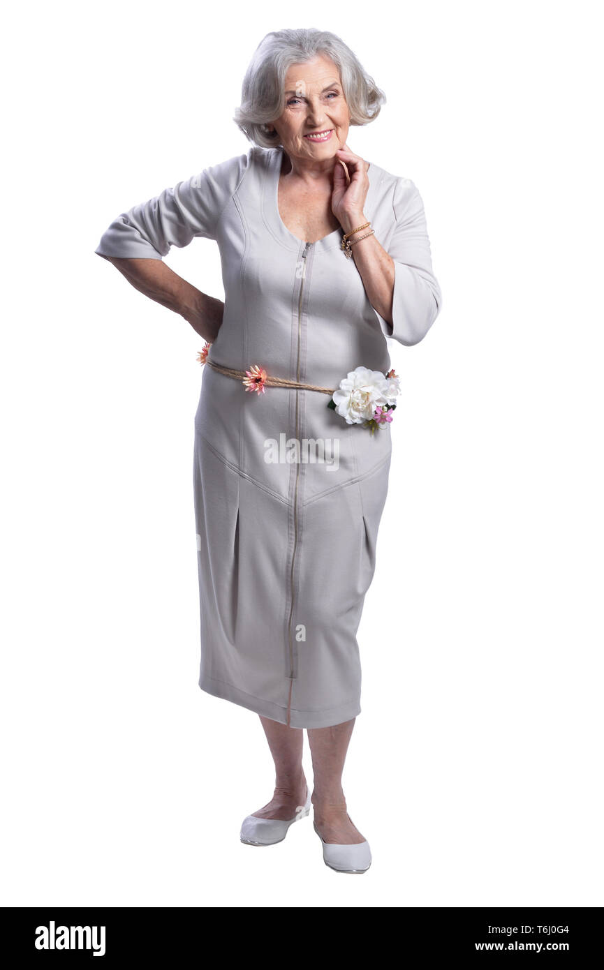 Portrait of beautiful senior woman posing isolated Stock Photo - Alamy