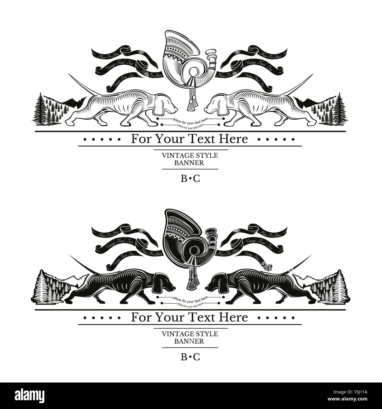 Fox hunt engraving Stock Vector Images - Alamy