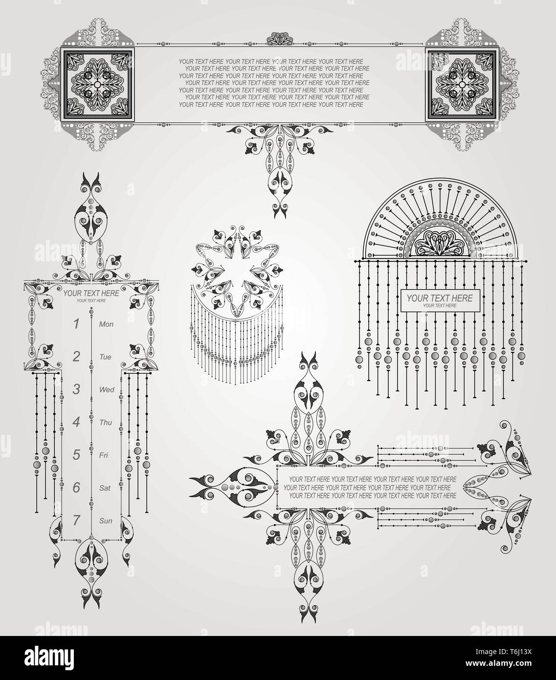 Calendar page engraving Stock Vector Images - Alamy