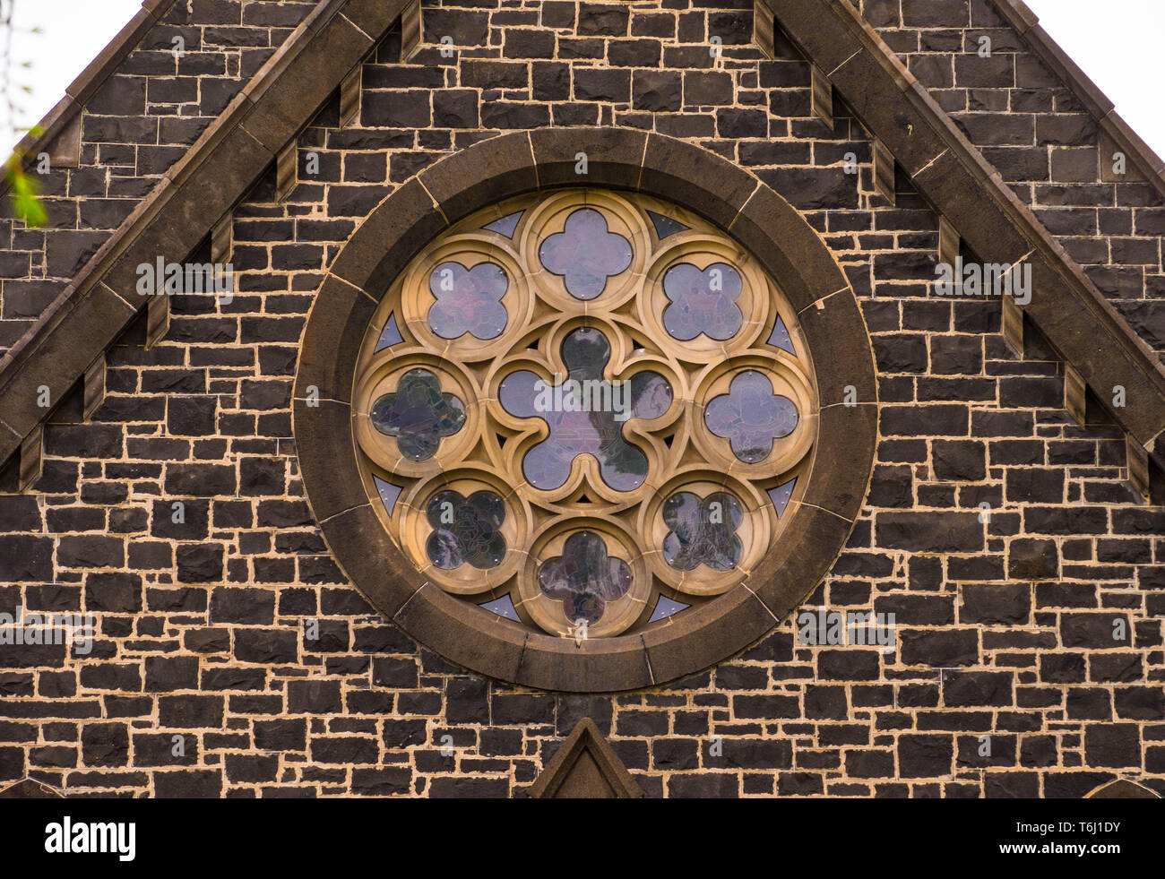 Decorated window of the altar hall at an anglican church Stock Photo ...