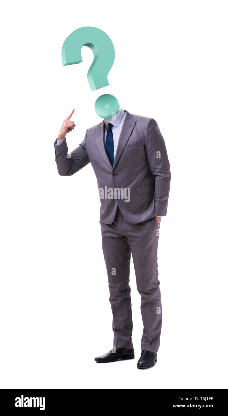 Businessman with question mark instead of his head Stock Photo - Alamy