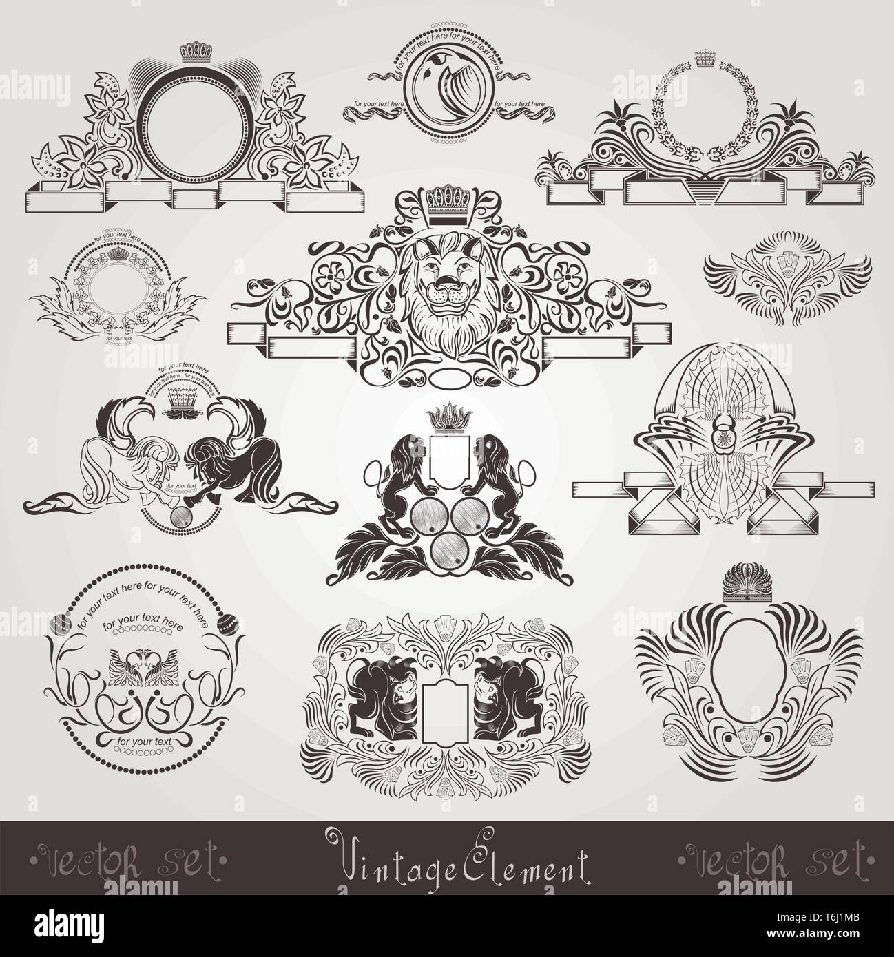 vintage set of engraving elements Stock Vector Image & Art - Alamy