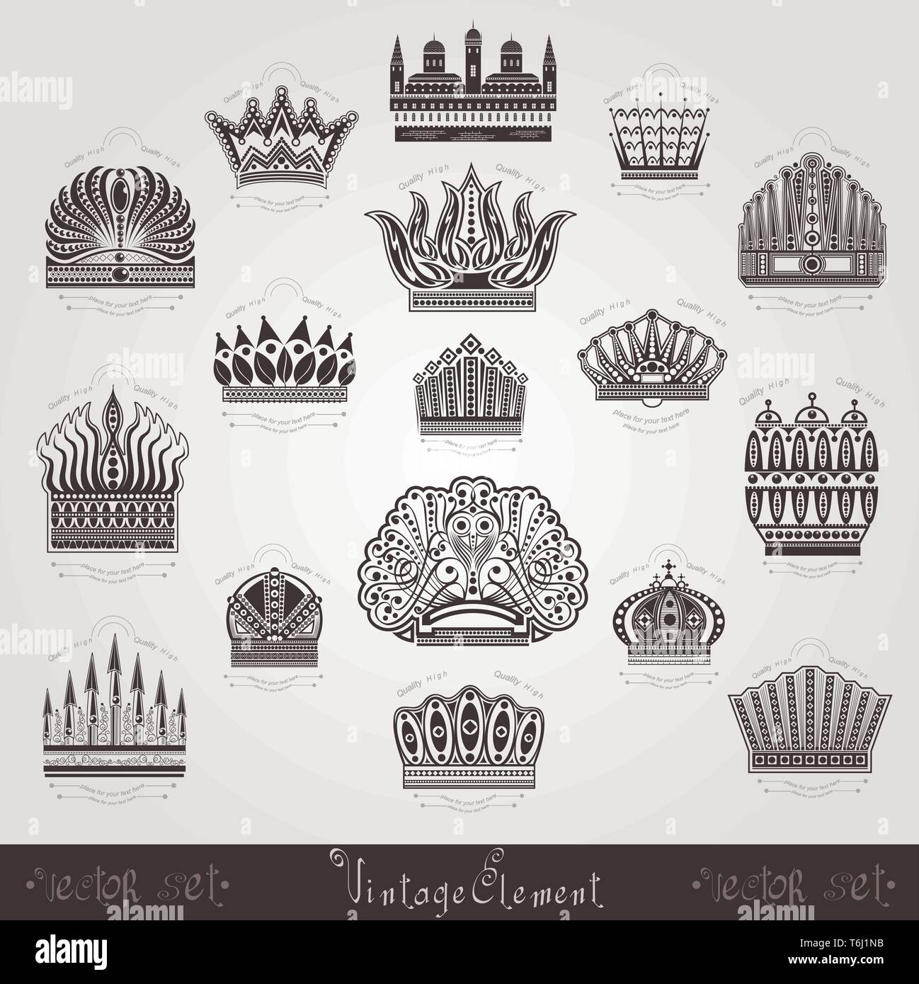 vintage silhouette crown labels set Stock Vector Image & Art - Alamy