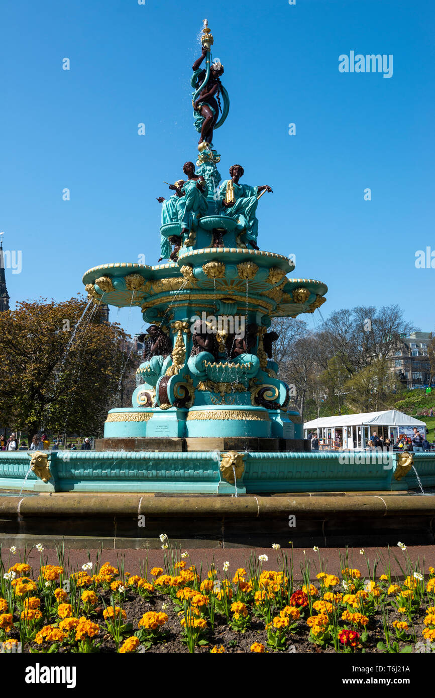 Refurbished Ross Fountain in West Princes Street Gardens in Edinburgh ...