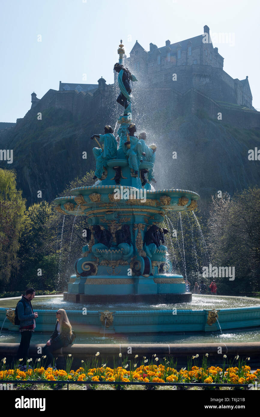 Refurbished Ross Fountain in West Princes Street Gardens in Edinburgh ...