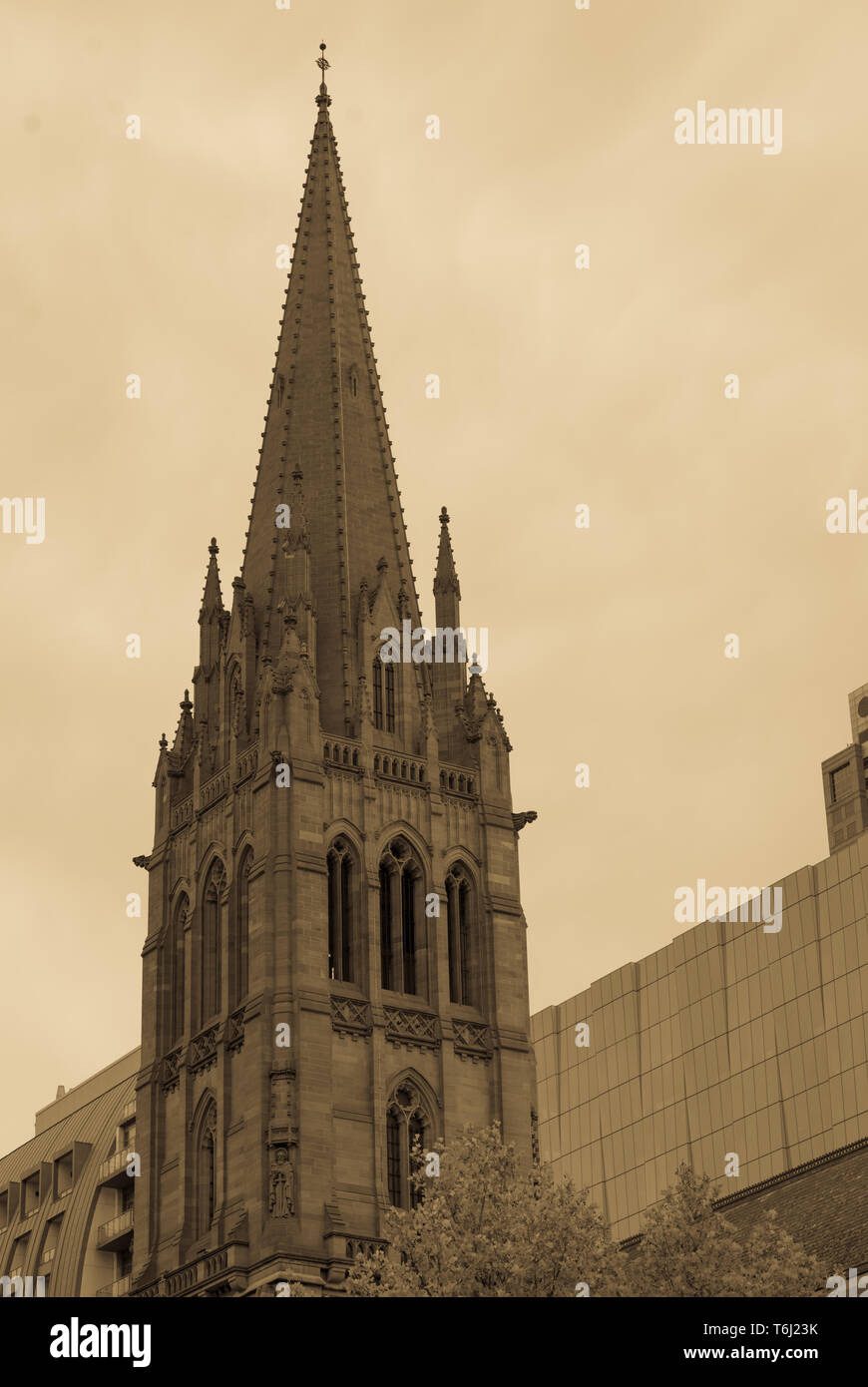 Bell tower of a gothic catholic cathedral Stock Photo - Alamy