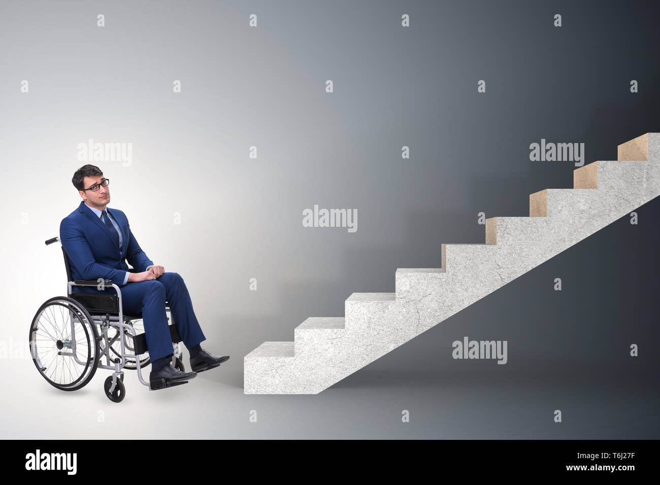 Wheelchair stairs inaccessible handicapped accessibility hi-res stock ...