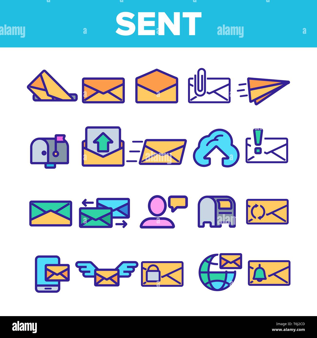 Send Message Linear Vector Icons Set. Send Email Thin Line Contour ...