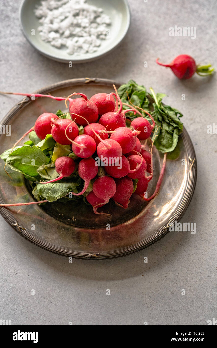 Radishes with salt and butter hi-res stock photography and images - Alamy