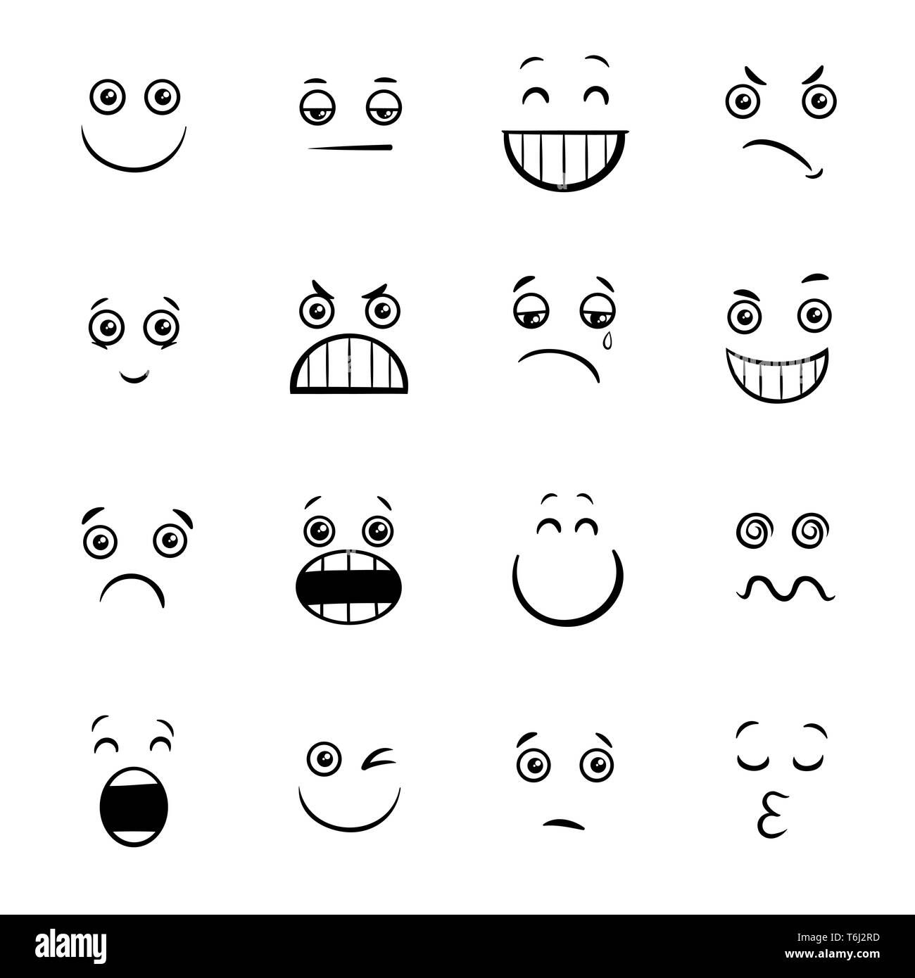 cartoon emoticons or facial emotions collection Stock Photo - Alamy