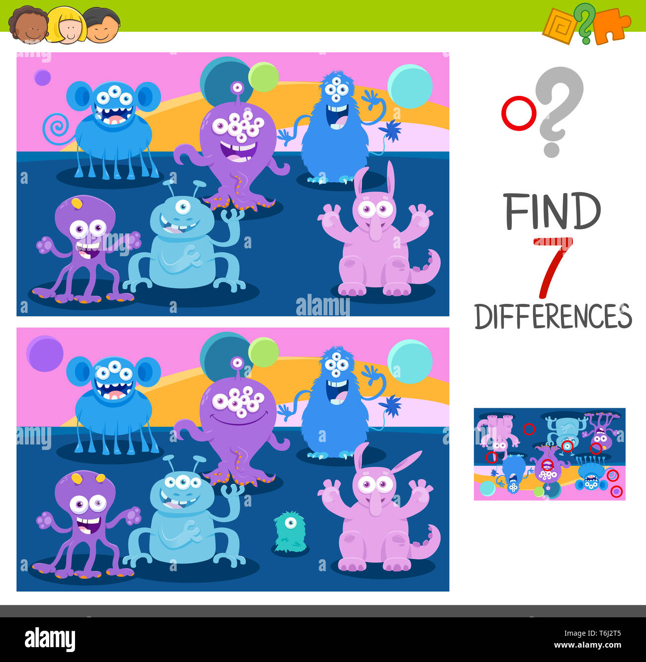 find differences game with monsters Stock Photo - Alamy