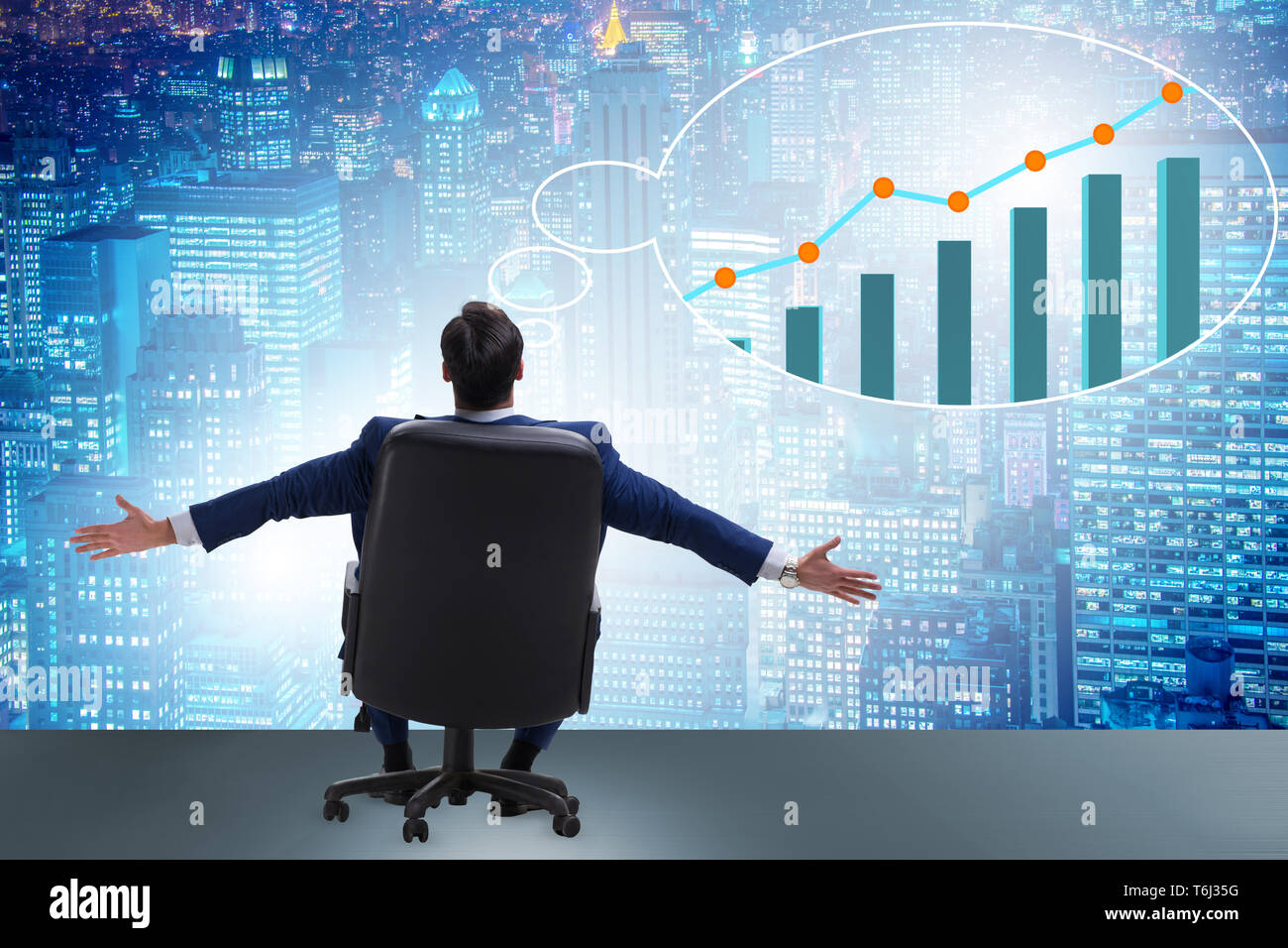 Businessman dreaming of economy and market recovery growth Stock Photo ...