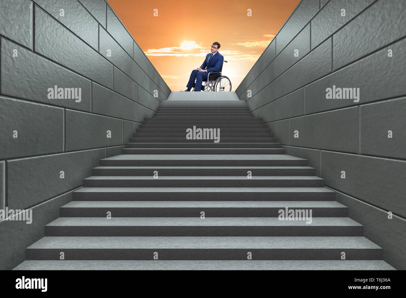 Wheelchair stairs inaccessible handicapped accessibility hi-res stock ...