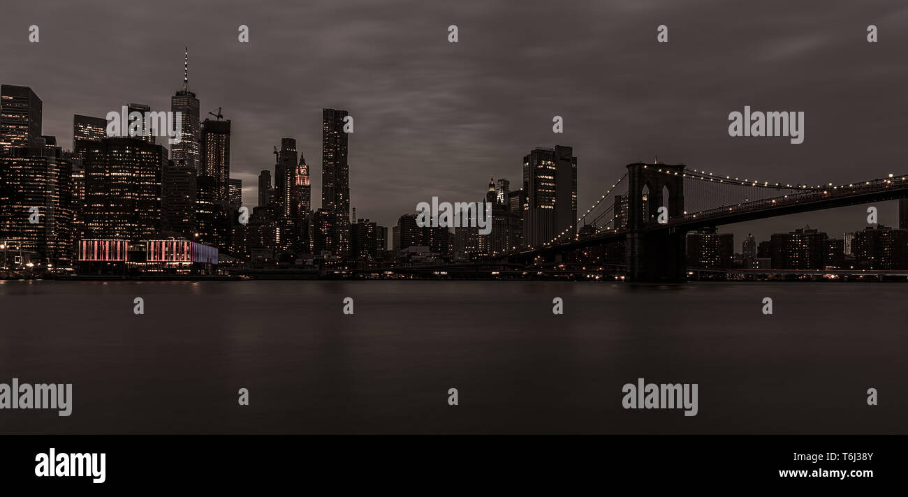 The iconic Brooklyn Bridge. Most probably the most famous bridge in the ...