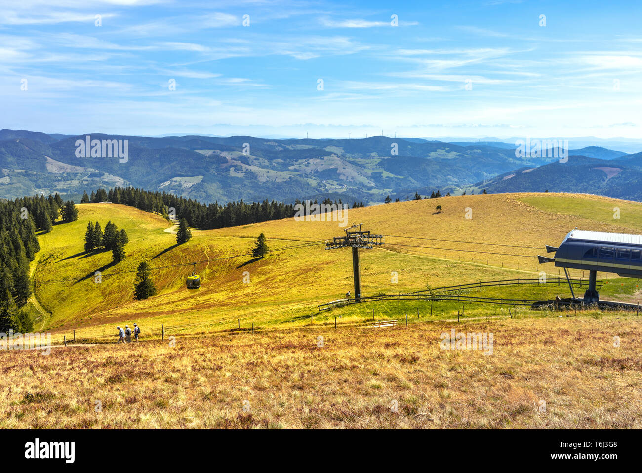 cable lift and upper station of the Mountain Belchen with the ...
