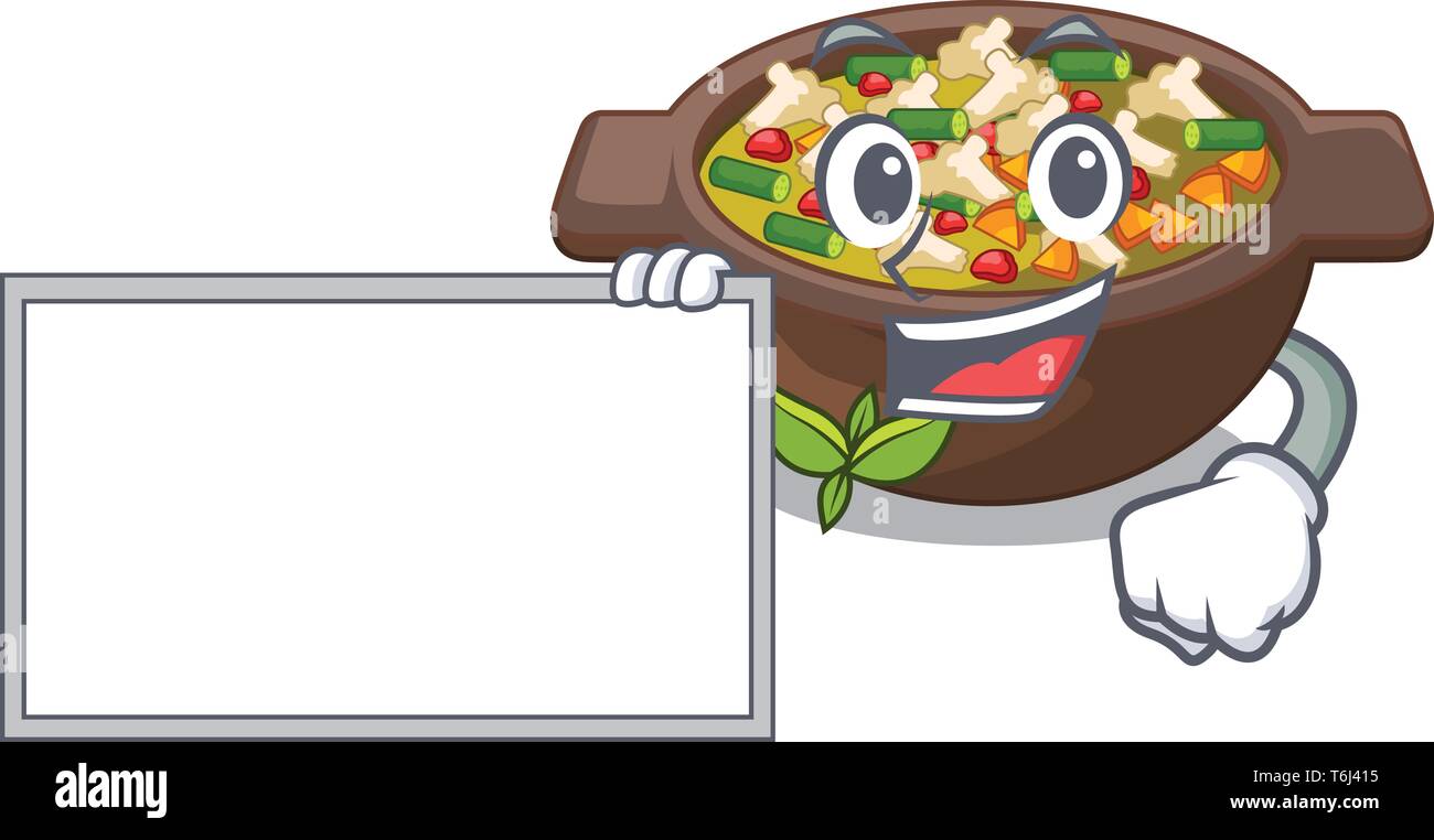 With board minestrone isolated with in the cartoon Stock Vector Image ...