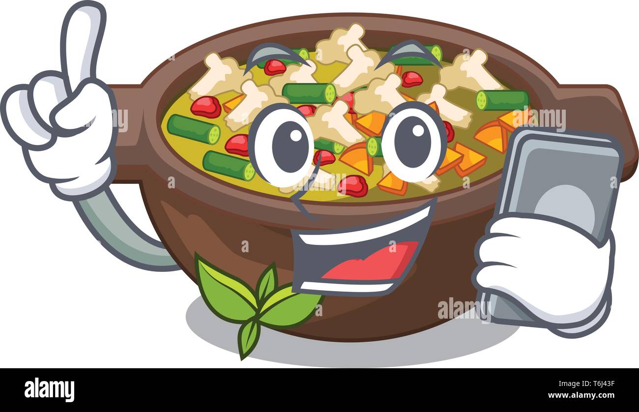 With phone minestrone isolated with in the cartoon Stock Vector Image ...