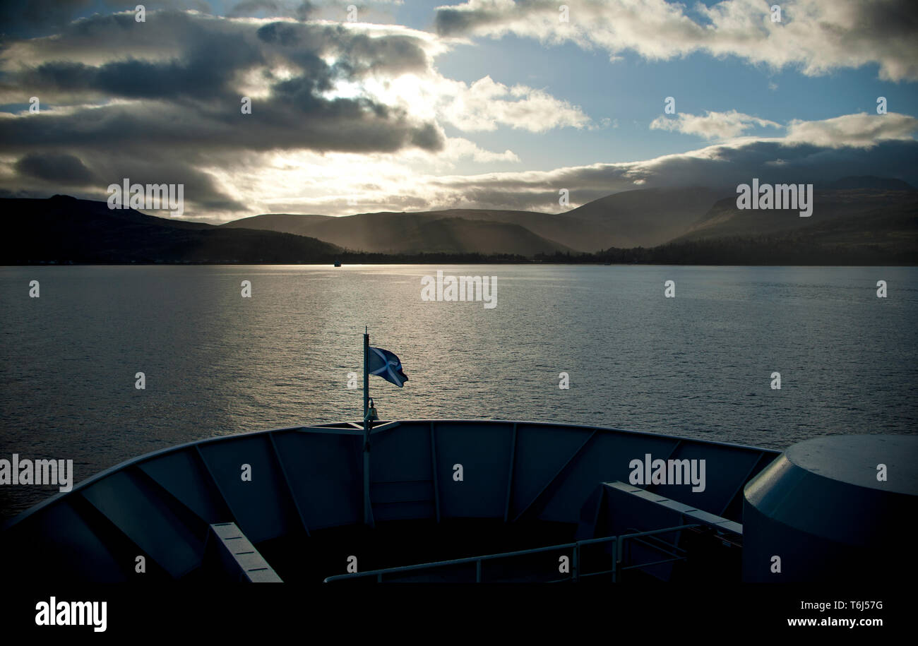 The Isle of Arran in the west of Scotland, taken from the prow of the ...