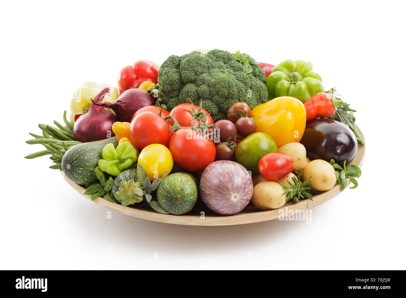 Mixed and assorted different vegetables isolated on white background ...
