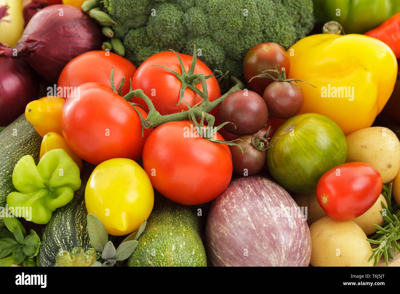 Mixed and assorted different vegetables isolated on white background ...