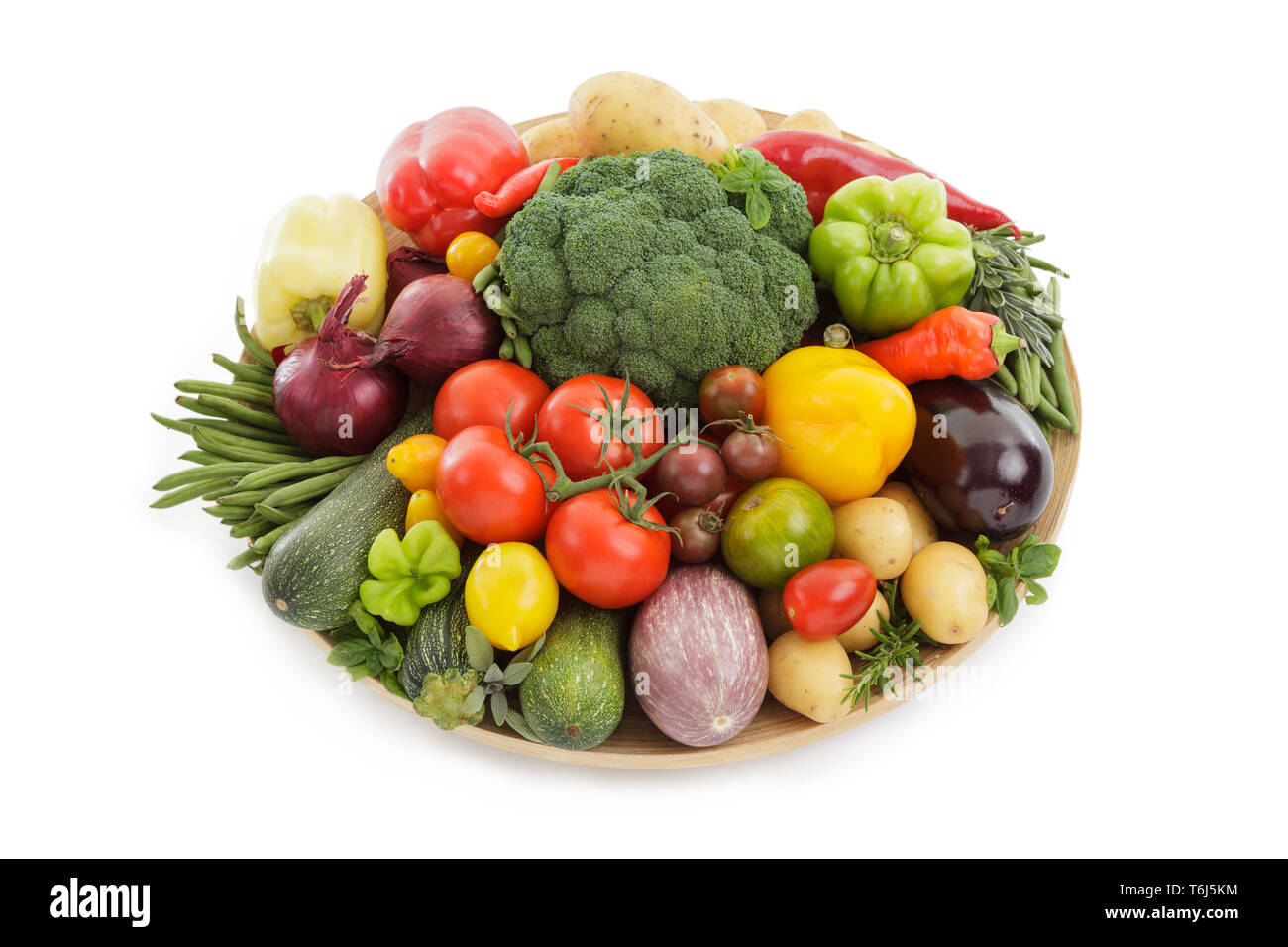 Mixed and assorted different vegetables isolated on white background ...