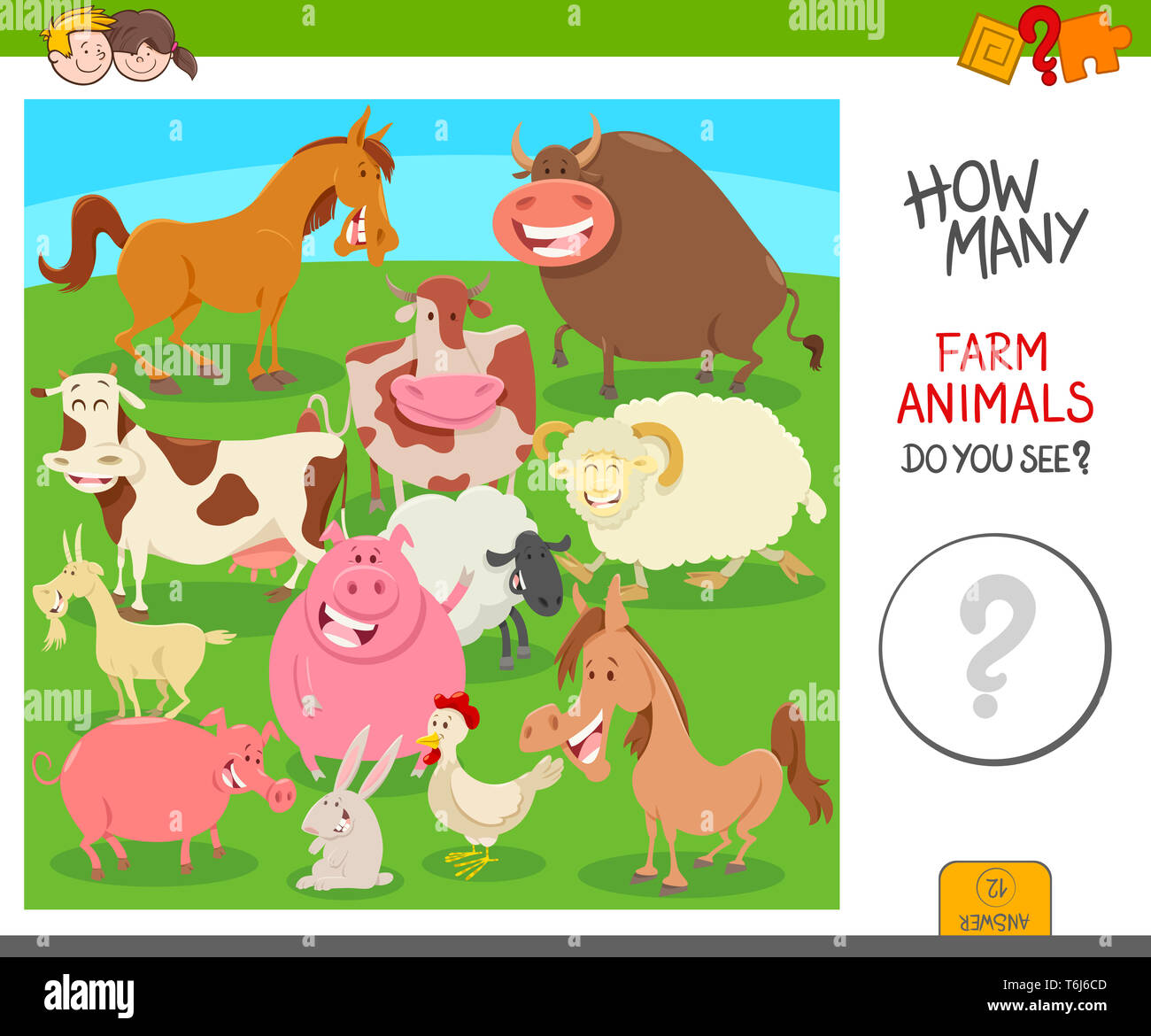 count the farm animals activity game Stock Photo - Alamy