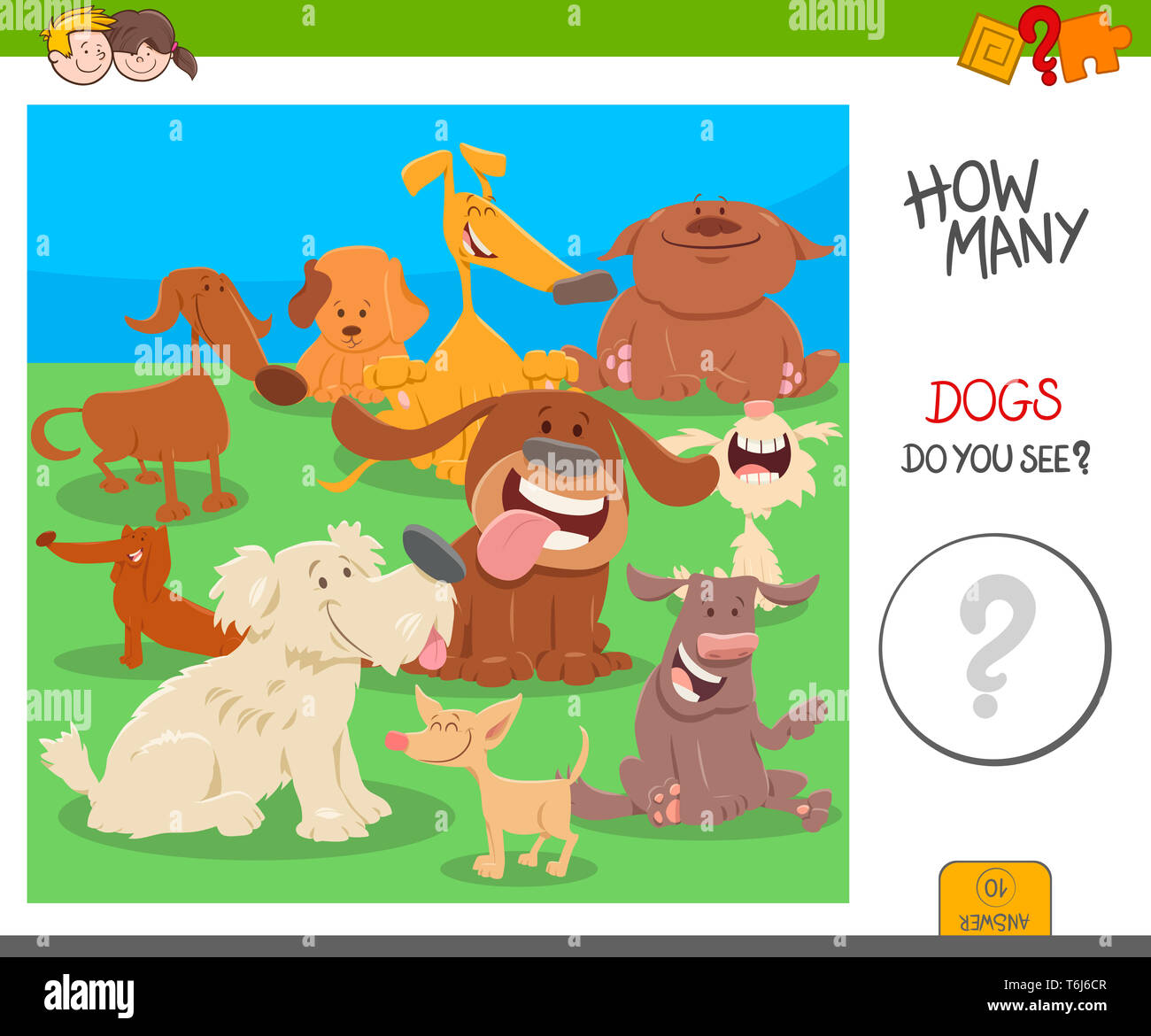 count the dogs activity worksheet game Stock Photo - Alamy